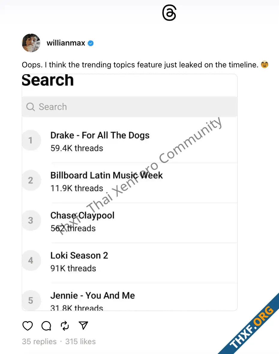 ข่าว - พนักงาน Meta หลุดโพสต์รูปฟีเจอร์ Trending ของ Threads โชว์หัวข้อที่กำลังเป็นกระแสคล้าย X ...
